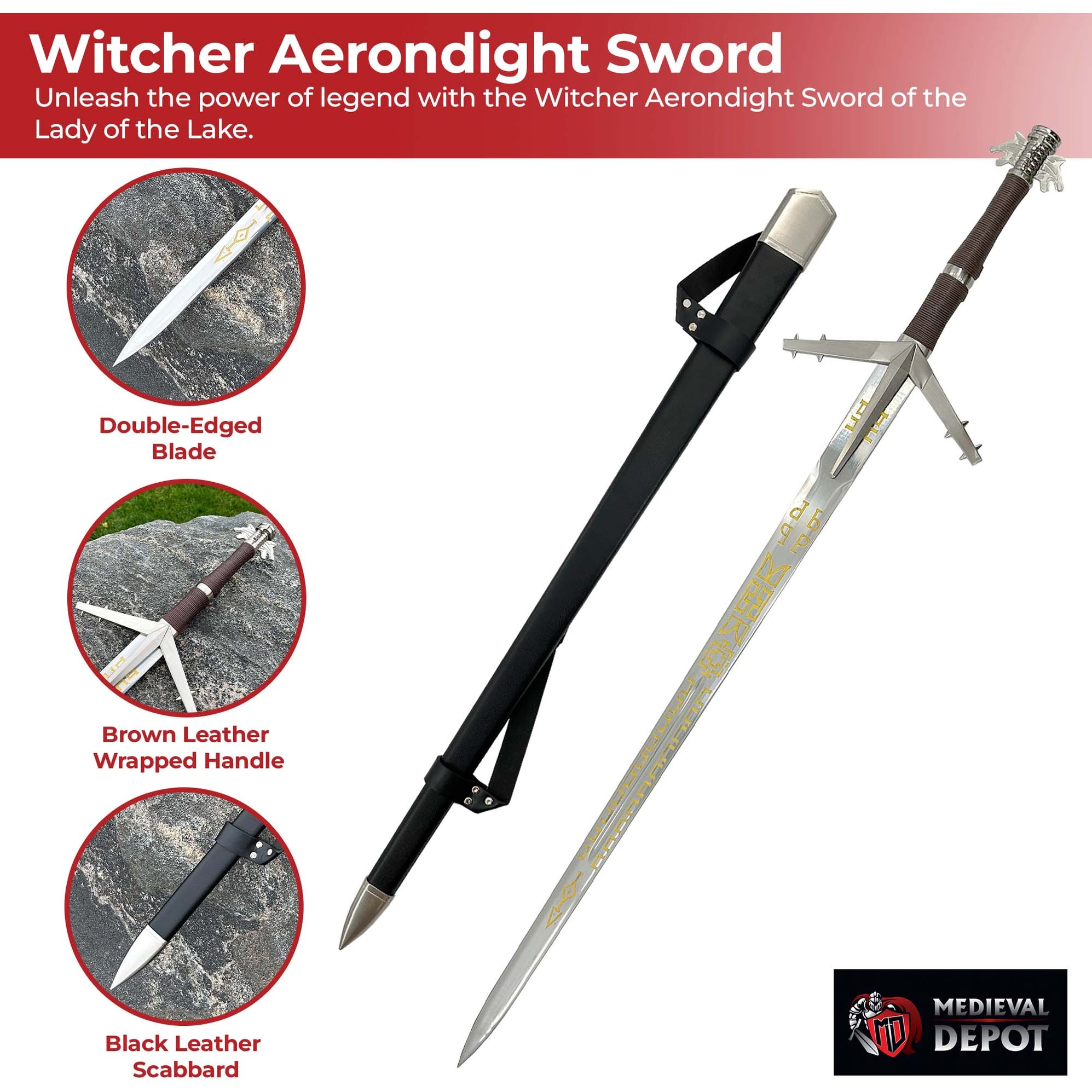 Witcher Aerondight Sword of the Lady of the Lake — Medieval Depot