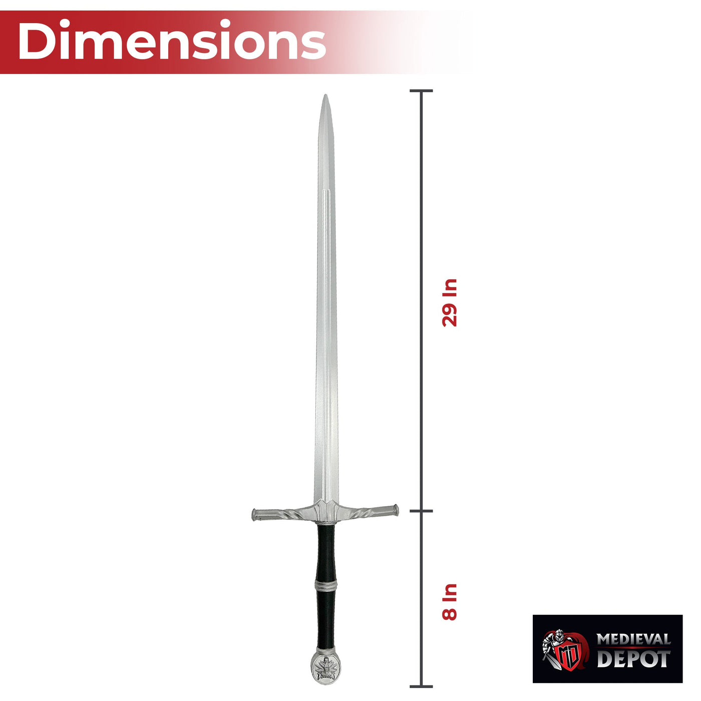 Witcher Geralt Wolf Head Steel Sword Foam Version — Medieval Depot