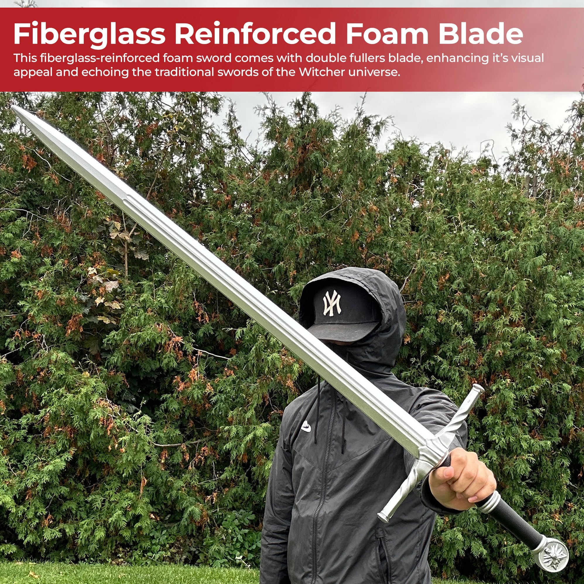 Witcher Geralt Wolf Head Steel Sword Foam Version — Medieval Depot