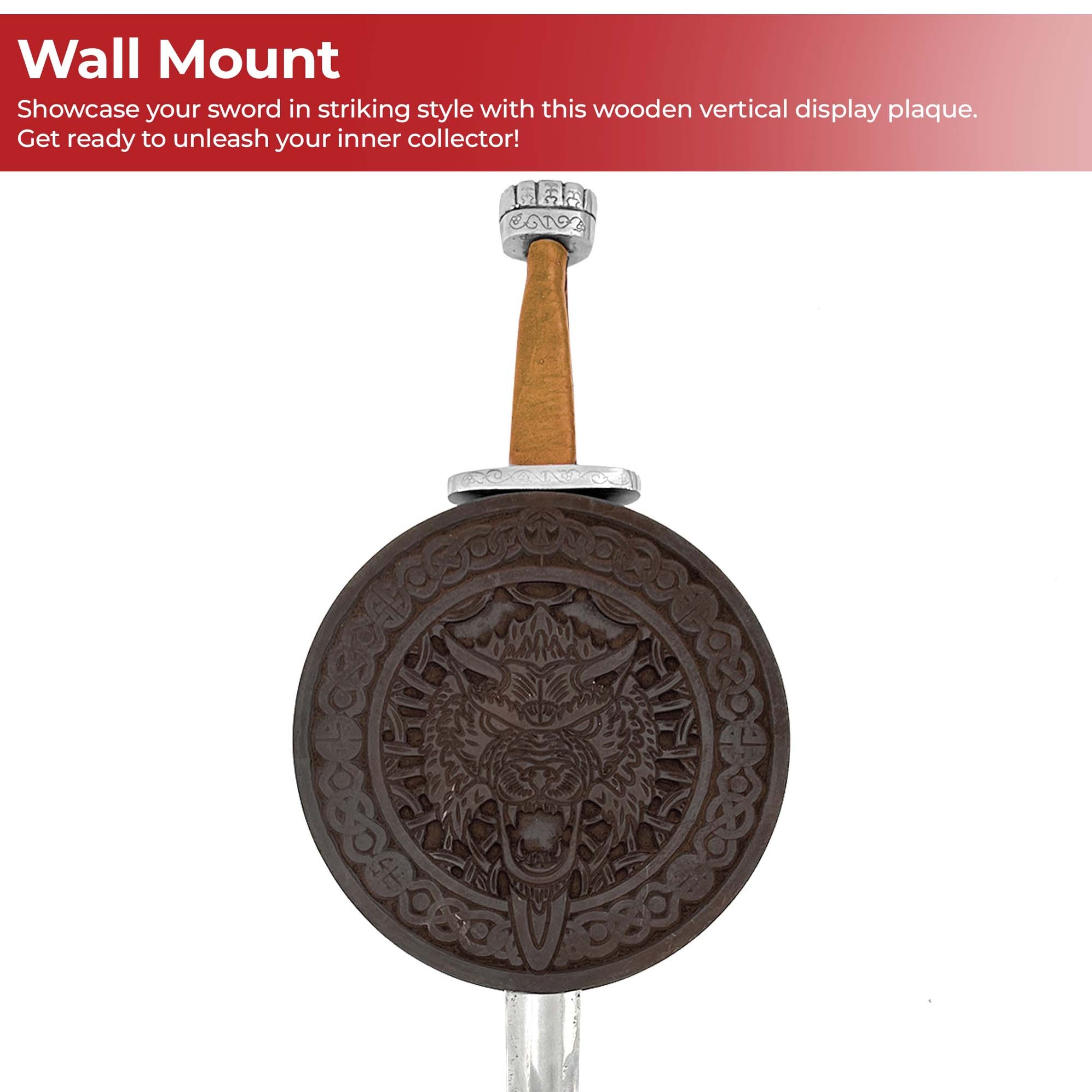Wolf Guardian Vertical Sword Display Plaque — Medieval Depot