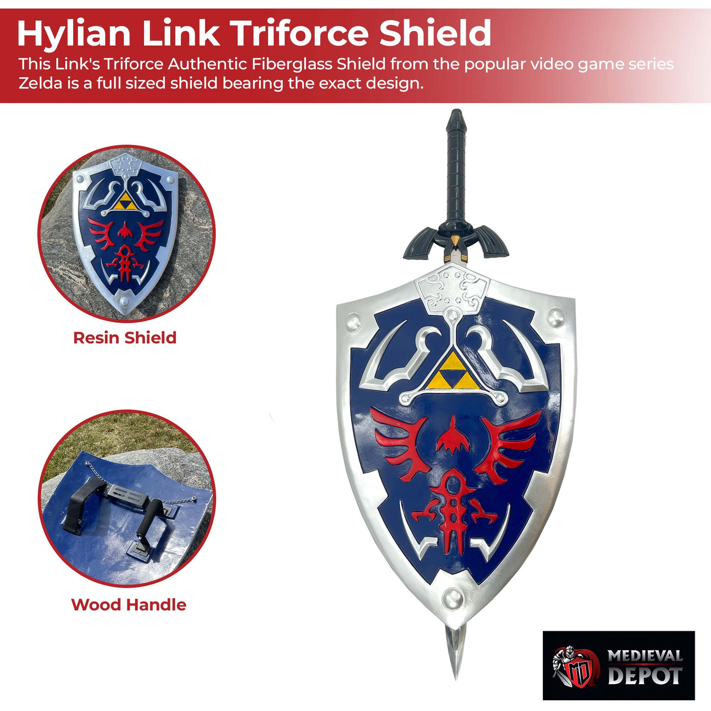 Zelda Hylian Link Triforce Shield — Medieval Depot