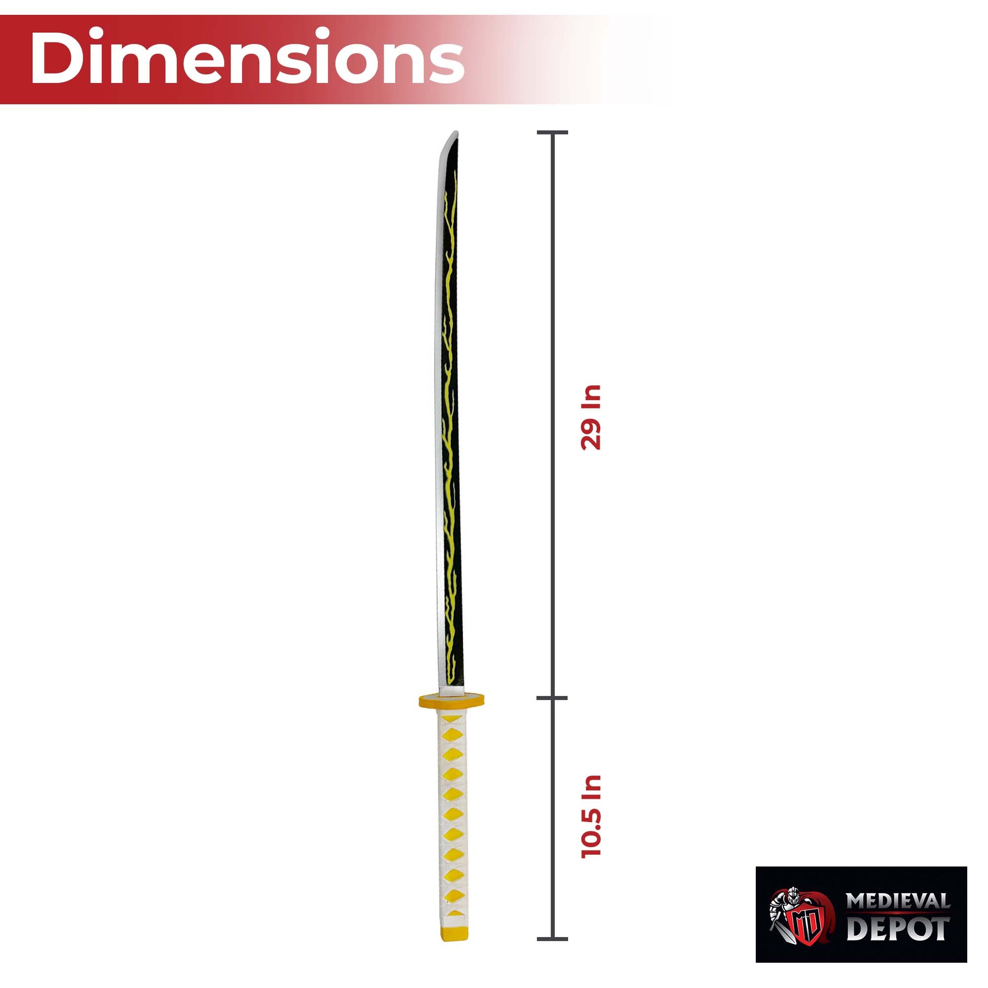 Zenitsu Agatsuma Demon Slayer Foam Katana Sword With Scabbard ...