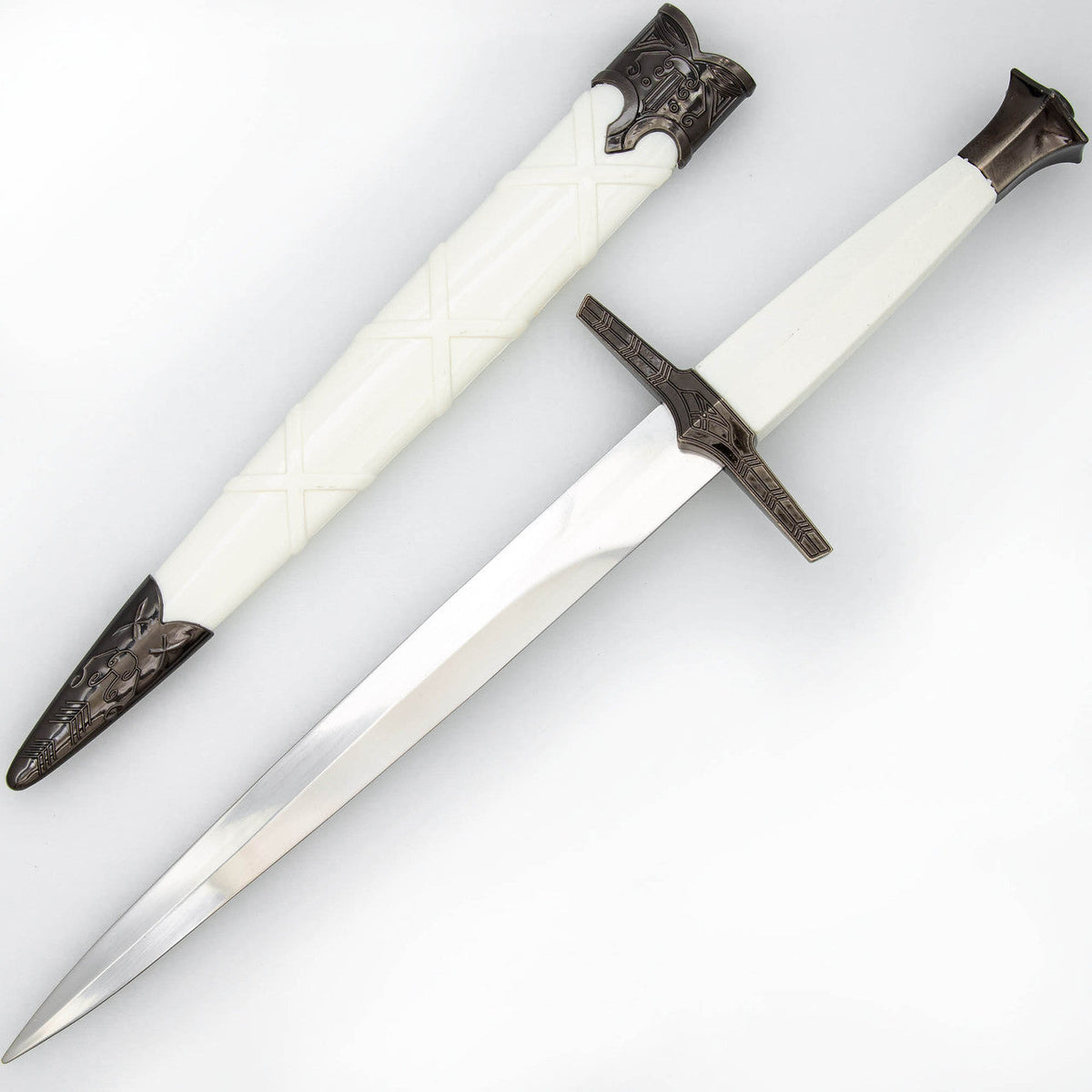 Enchanting Ivory Exquisite White Hexagon Handle Dagger with Metal Fitt ...