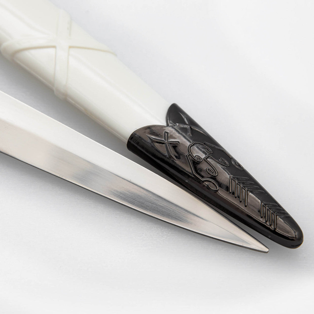Enchanting Ivory Exquisite White Hexagon Handle Dagger with Metal Fitt ...