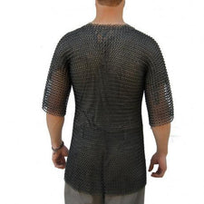 Medieval Half Sleeve Habergeon Blackened Chainmail Medium — Medieval Depot