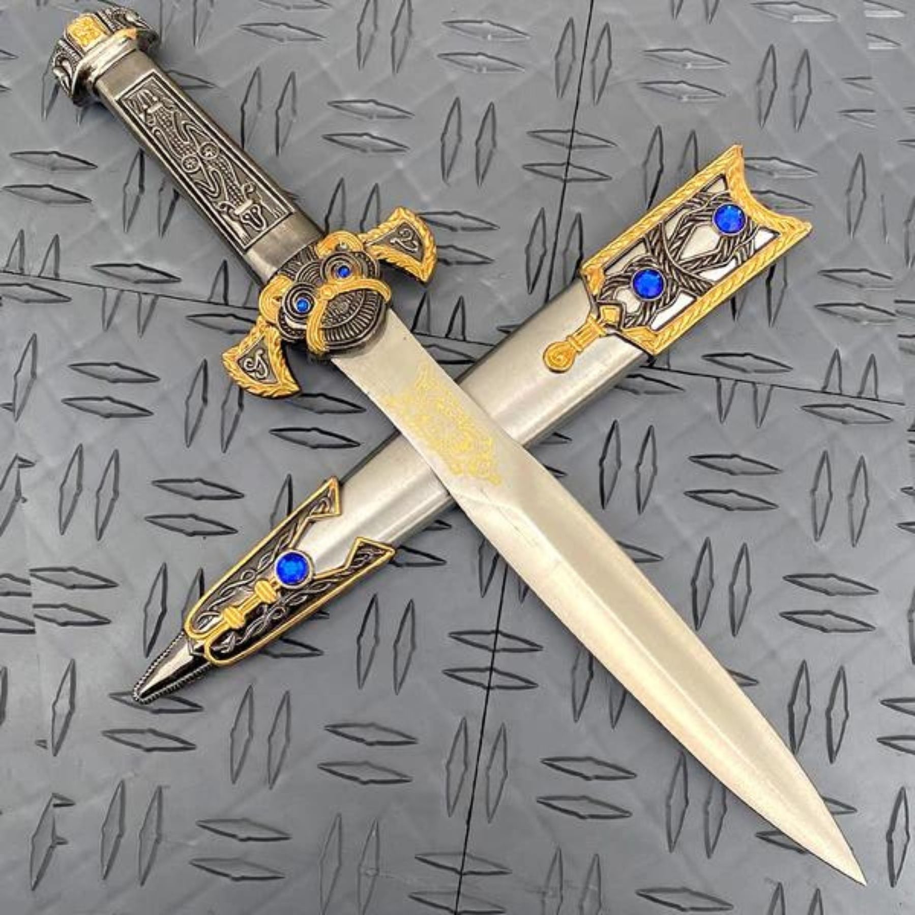 Imperial Elegance Ornate Roman Dagger with Blue Gem Accents — Medieval ...