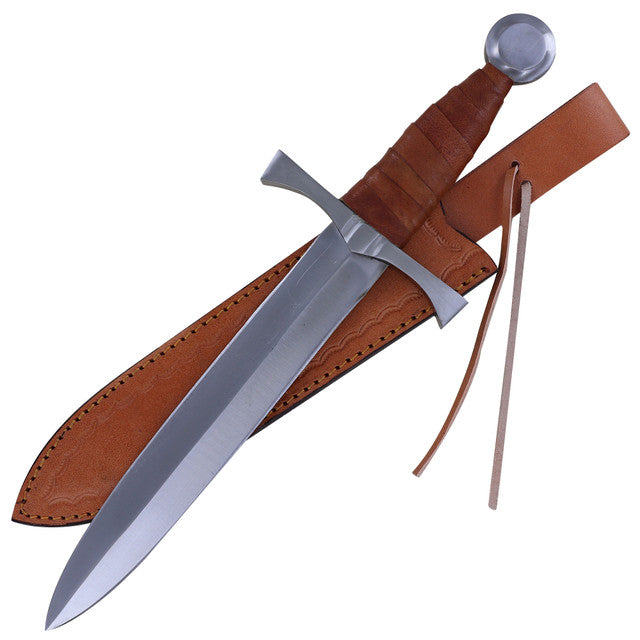 King of the Archers Full Tang Arming Dagger with Brown Leather Handle ...