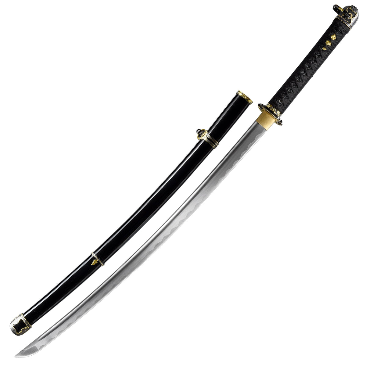 Onyx Elegance Handmade Katana A Symphony of Black and Gold Mastery ...