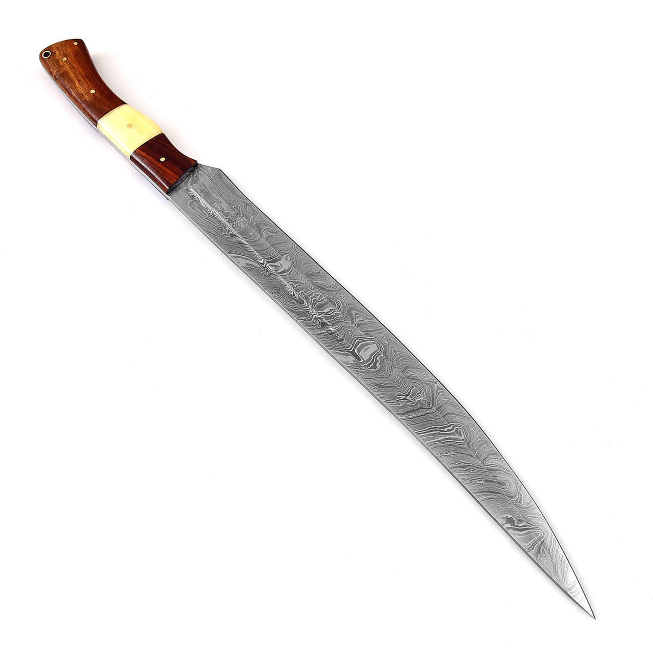 Damascus Steel Full Tang Germanic Style Single-Edged Long Sword ...