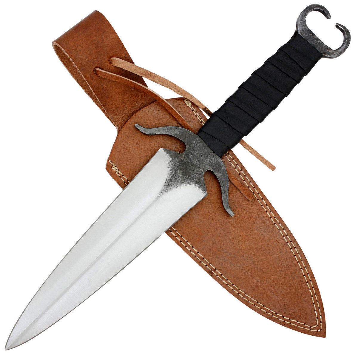 Veil of Shadows Full Tang Dual Tone Dagger with Black Leather Wrapped ...